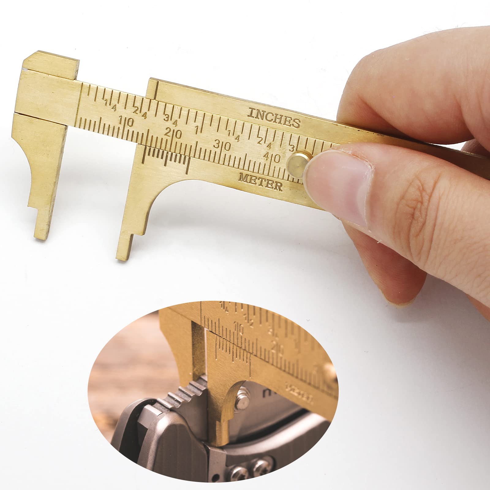 Snapklik.com : Kyuionty Brass Pocket Vernier Caliper Ruler, Sliding ...