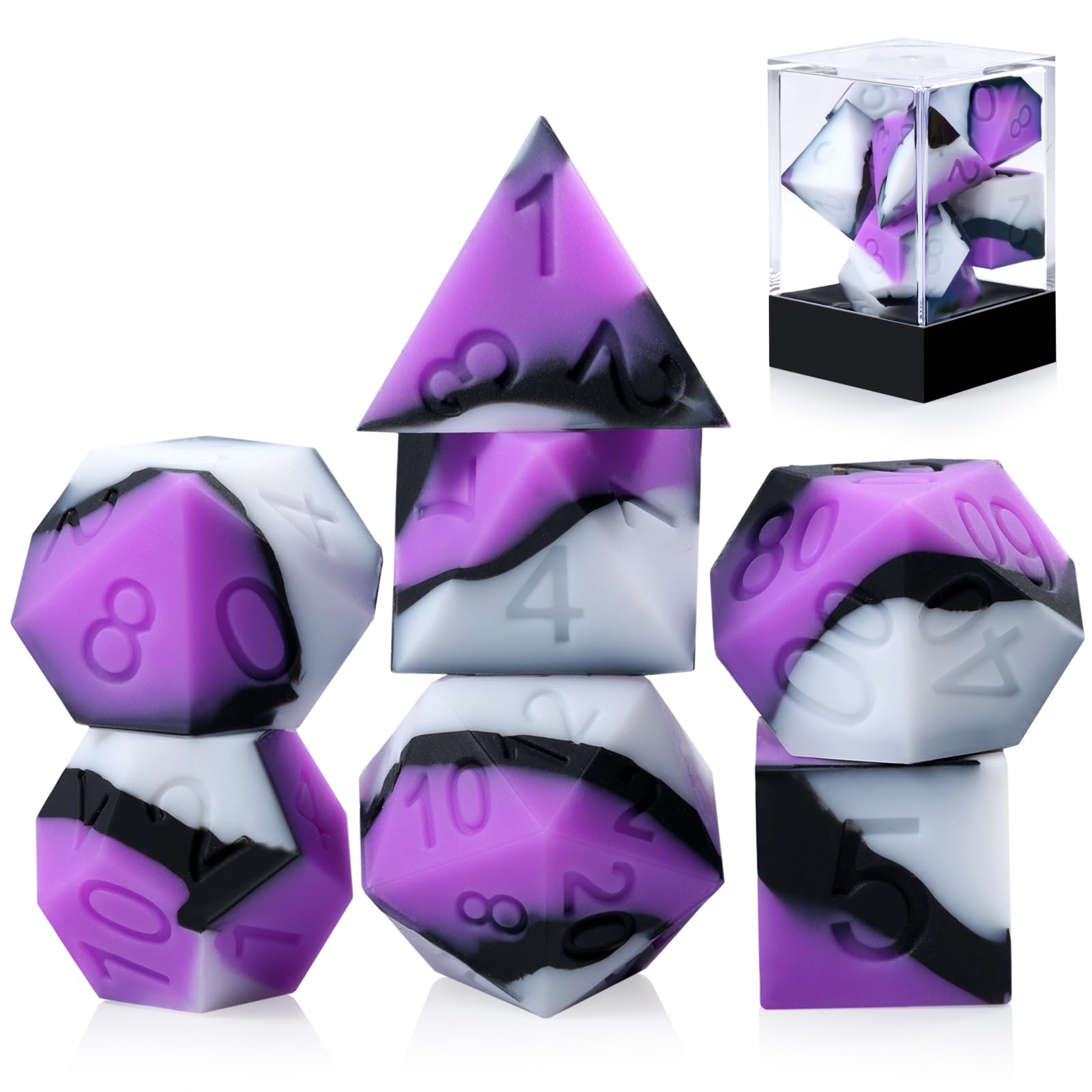 Snapklik.com : DNDND Silicone DND Dice Set, 7PCS Silicone Rubber D&D Die