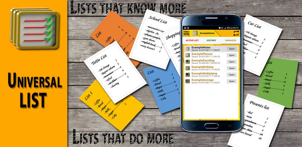 Universal list Free - will help you organize and manage details of ...