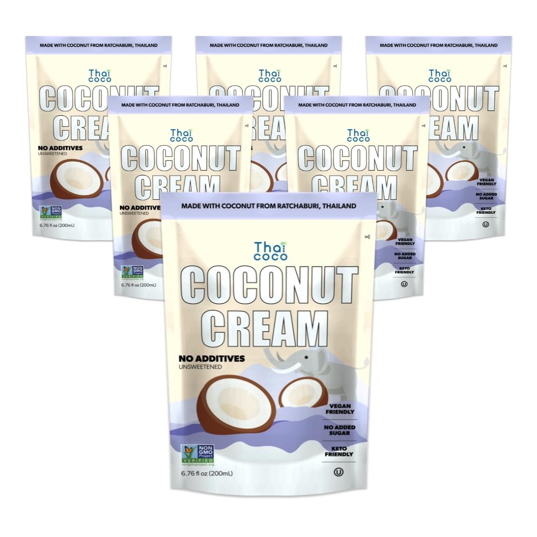 Amazon.com: Thai Coco - Coconut Cream Full Fat Unsweetened - 6.76 fl ...