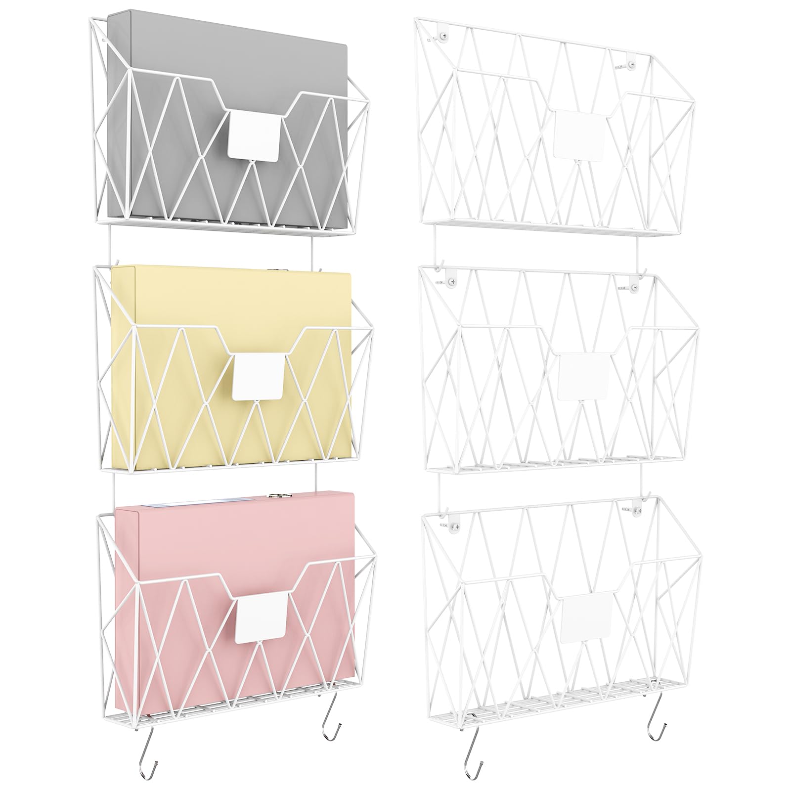 Snapklik.com : YBING Wall File Organizer White 6 Pockets Mesh Hanging ...