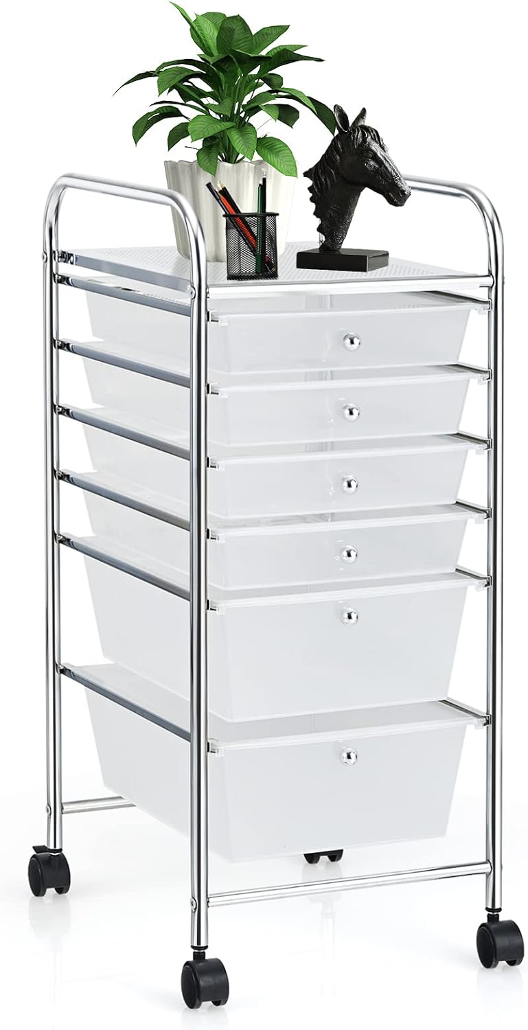 6-Drawer Rolling Storage Cart, Multipurpose Utility Drawers Cart with ...