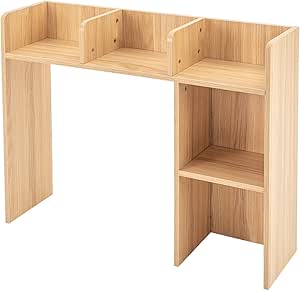 Amazon.com: LGODDYS Natural Wood Desktop Shelf Desk Hutch with 5 ...