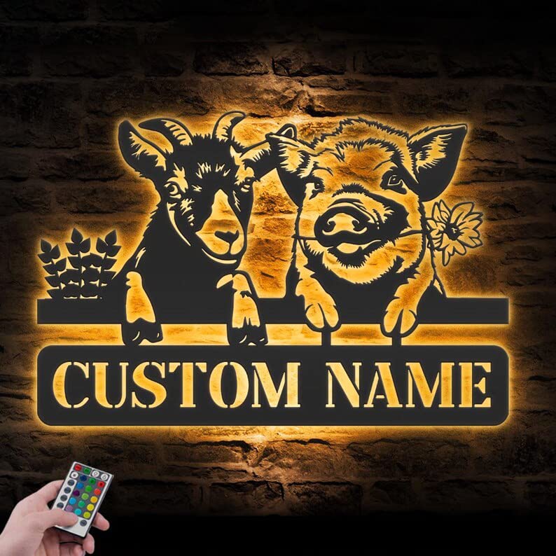 Amazon.com: Personalized Metal Sign, Custom Goat Pig Farmhouse Metal ...