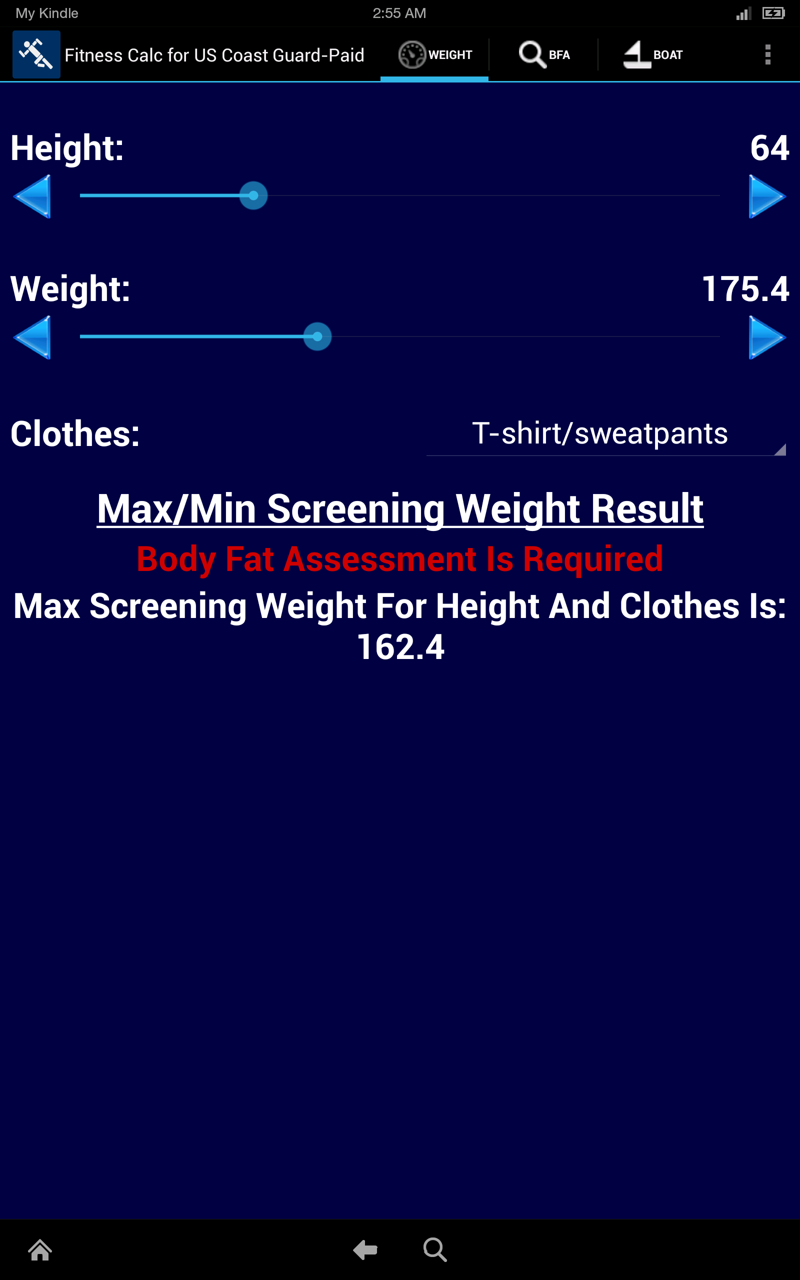 Fitness Calc for US Coast Guard - App on the Amazon Appstore
