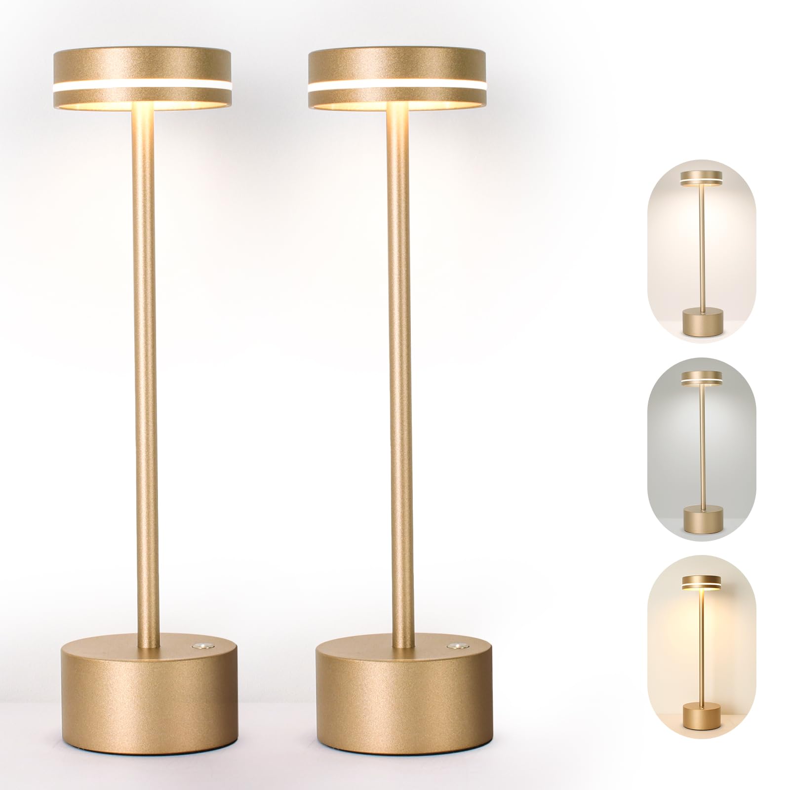 Gkeiten 2 Pack Cordless Table Lamp,5000mAh Battery Operated ...