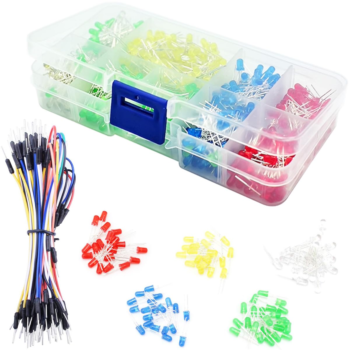 Youmile 500 pcs 3mm LED Emitting Diodes 5 Colors LED Assorted Kit Round ...