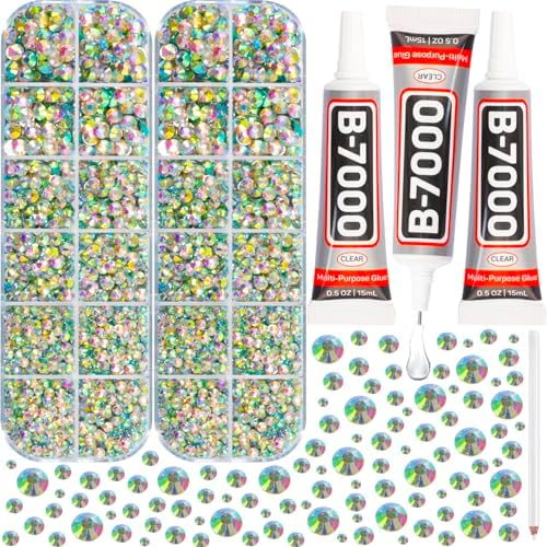 Amazon.com: 7500Pcs ab Crystal Rhinestones Flatback with b7000 Gem Glue ...
