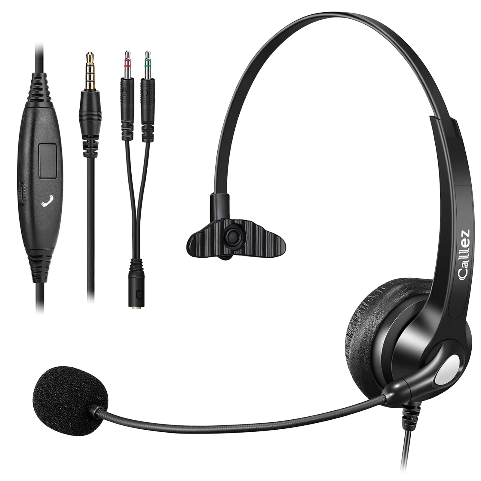 Amazon.com: Callez Computer Headset, 3.5mm Cell Phone Headset with Mic ...