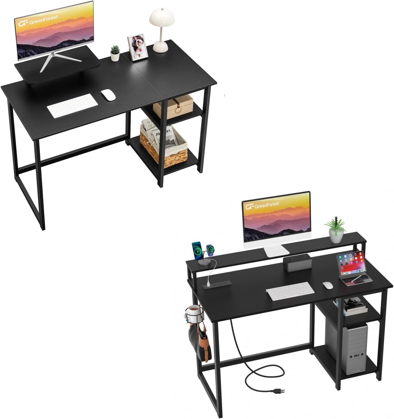 Amazon.com: GreenForest Computer Desk with Monitor Stand : Home & Kitchen