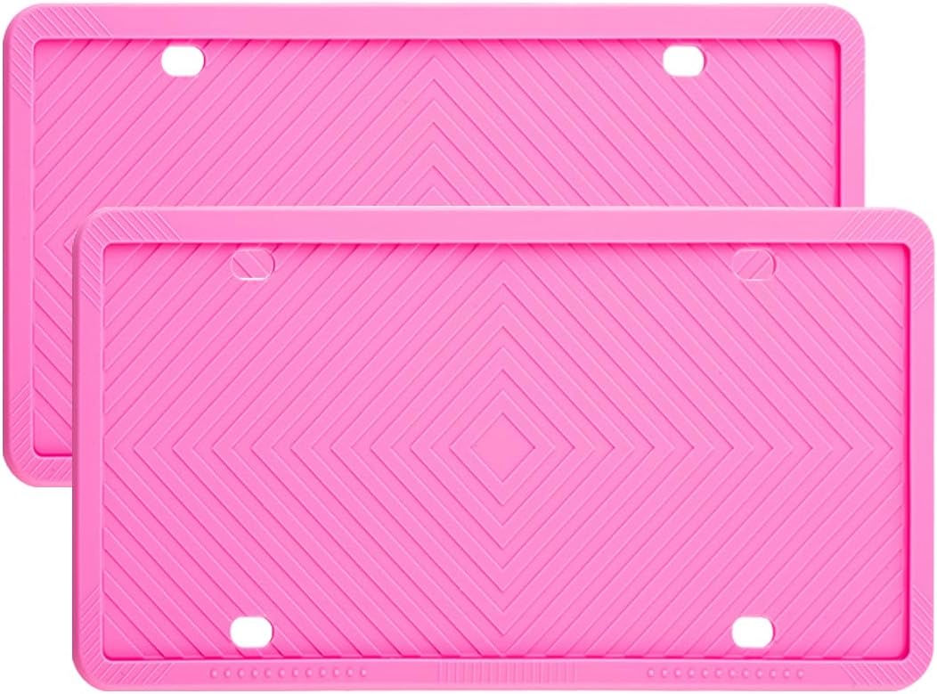 Amazon.com: AUCELI Silicone License Plate Frame, 2 Pack Car Front Back ...