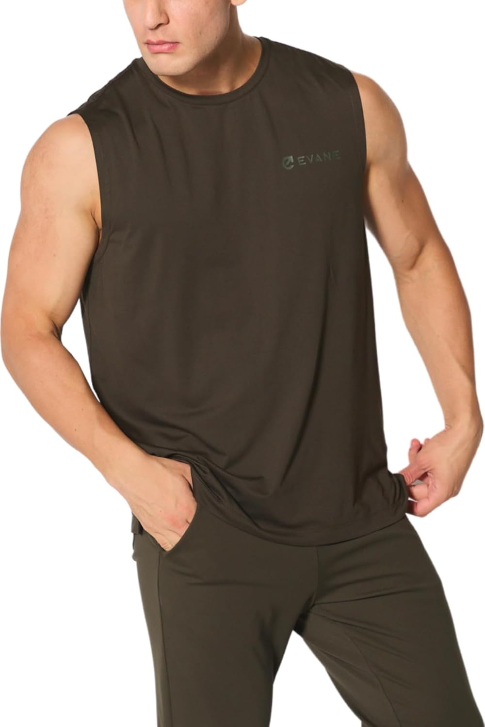 Amazon.co.jp: [EVANE] エバン 4WAY ストレッチ ドライタッチ トレーニング タンクトップ (S, カーキ) : ファッション
