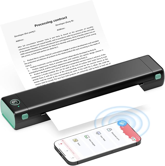 Itari Portable Wireless Printer, Small Bluetooth A4 Mobile Printer for ...