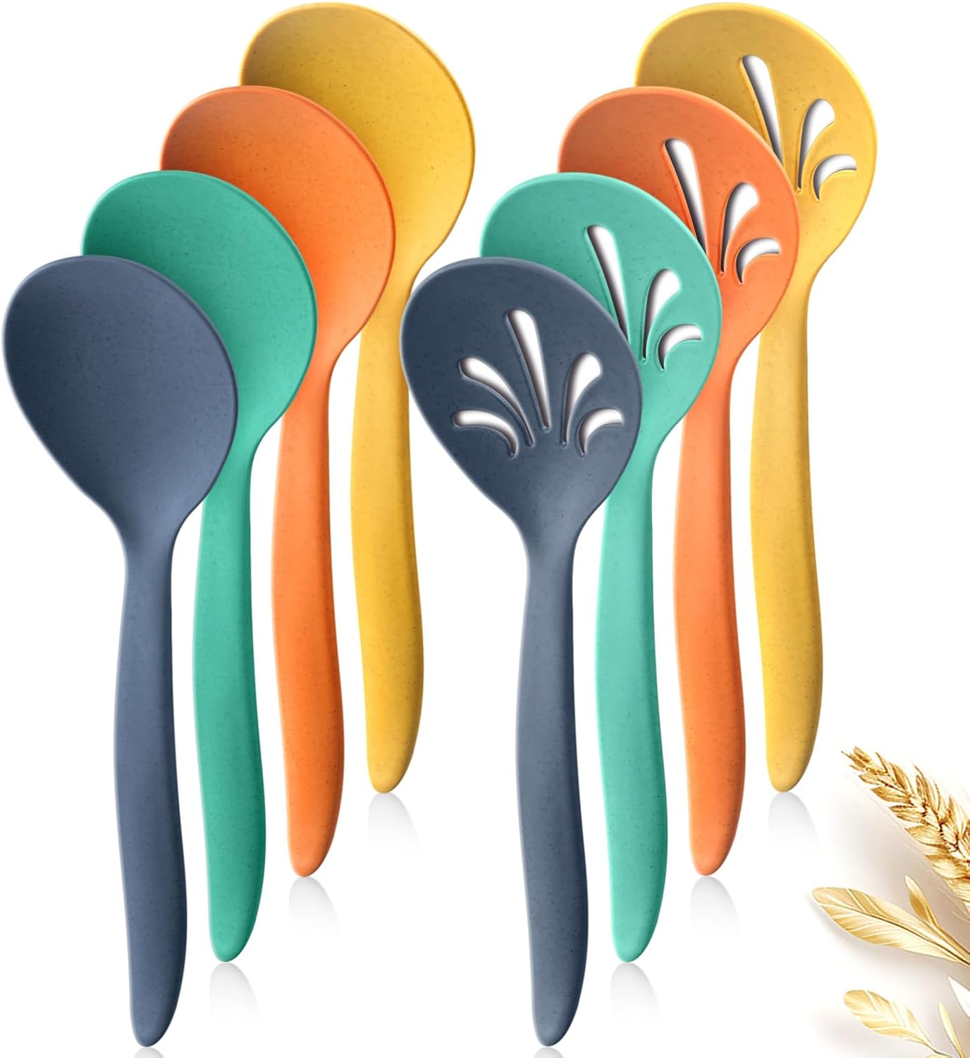 Amazon.com | Raypard 8 Pcs 10" Large Plastic Wheat Straw Serving Spoons ...