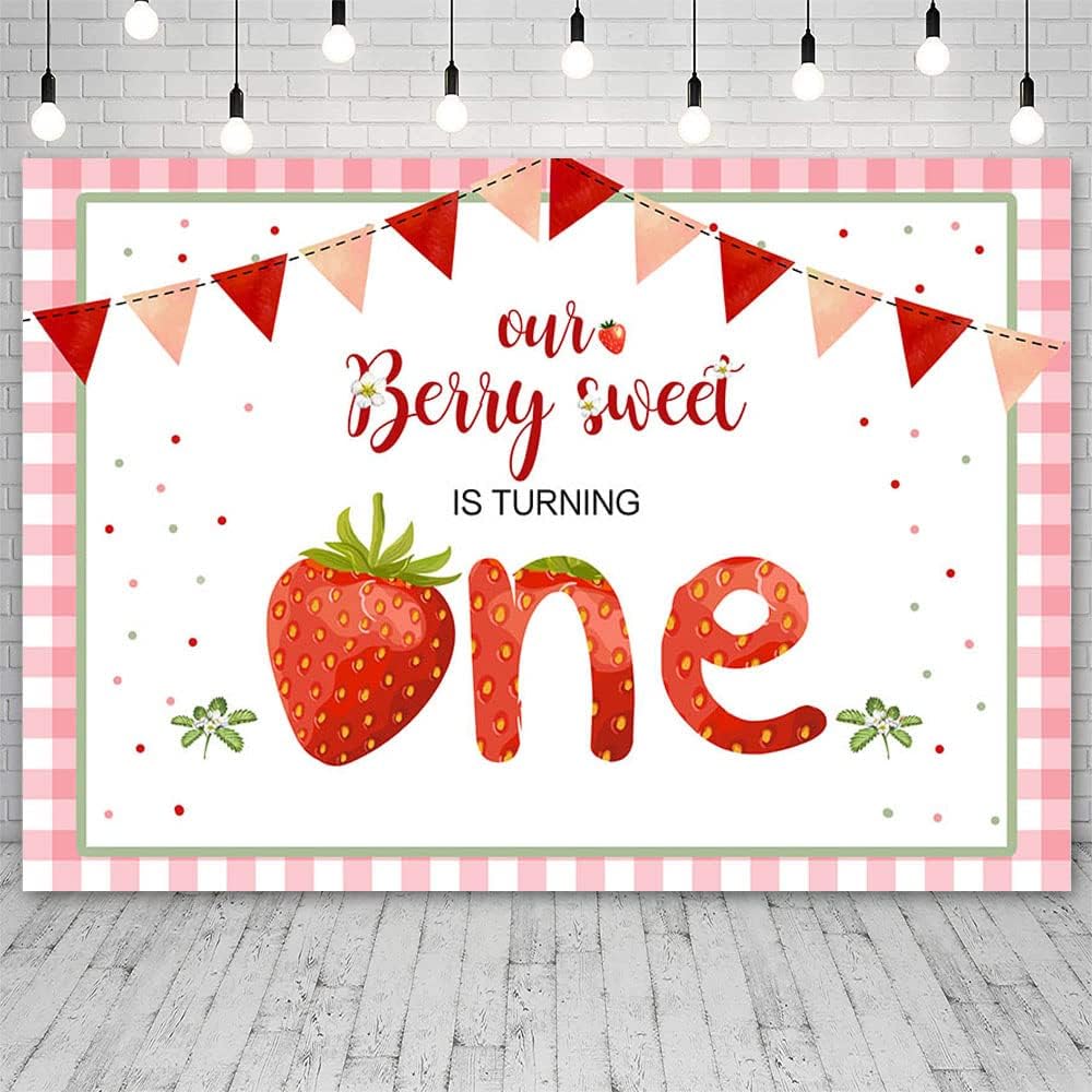 Amazon.com : Sendy 7x5ft Strawberry 1st Birthday Backdrop Sweet Berry ...