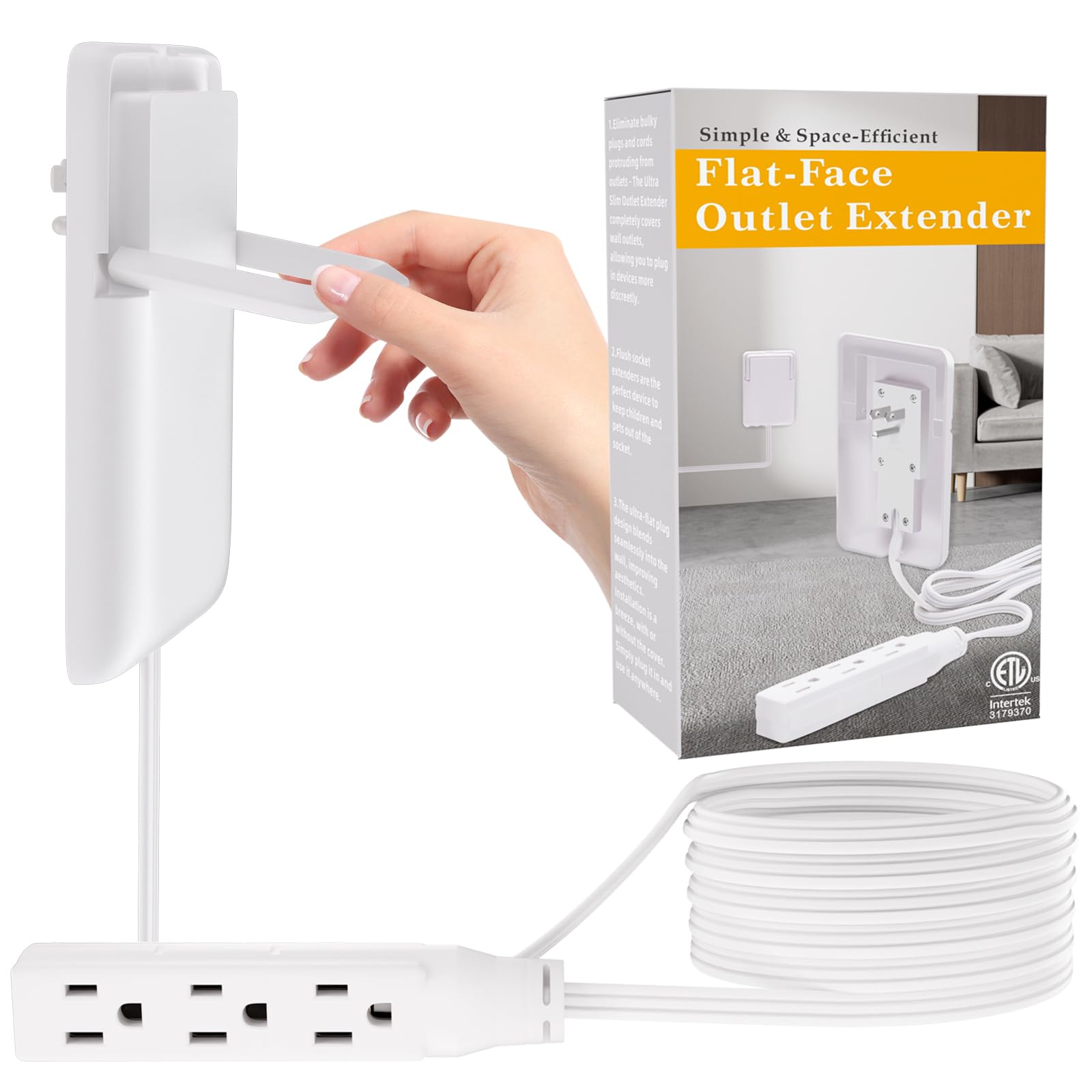 Amazon.com: STARELO Flat Extension Cord with Outlet Cover and 3 ...