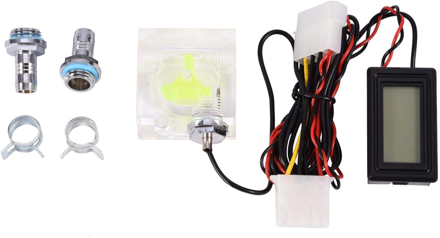 3 Way PC Water Cooling Thermometer, Water Flow Indicator Computer Water ...