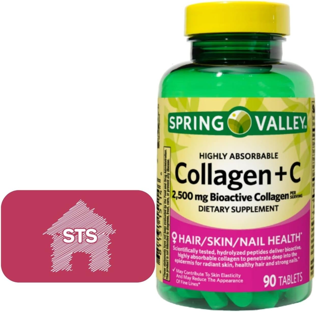 Amazon.com: Spring Valley Collagen + C 2,500 mg Bioactive Collagen, 90 ...