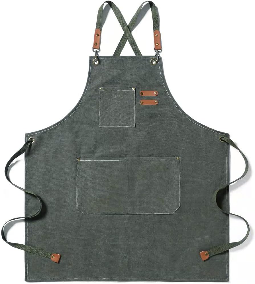 Crossback Apron with Pockets x2,Split Apron with Adjustable Straps,M ...