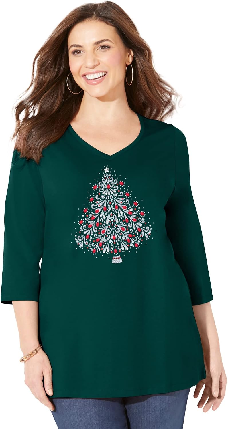 Catherines Women's Plus Size Wit & Whimsy Holiday & Christmas Tees - 1X ...