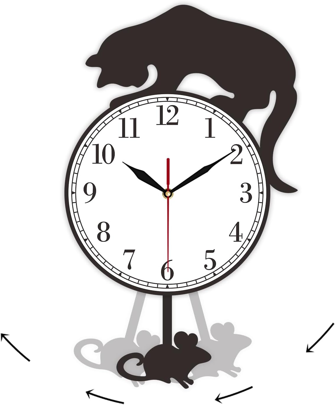 Amazon.com: Timethink Cat and Mouse Wall Clock with Pendulum, Silent ...