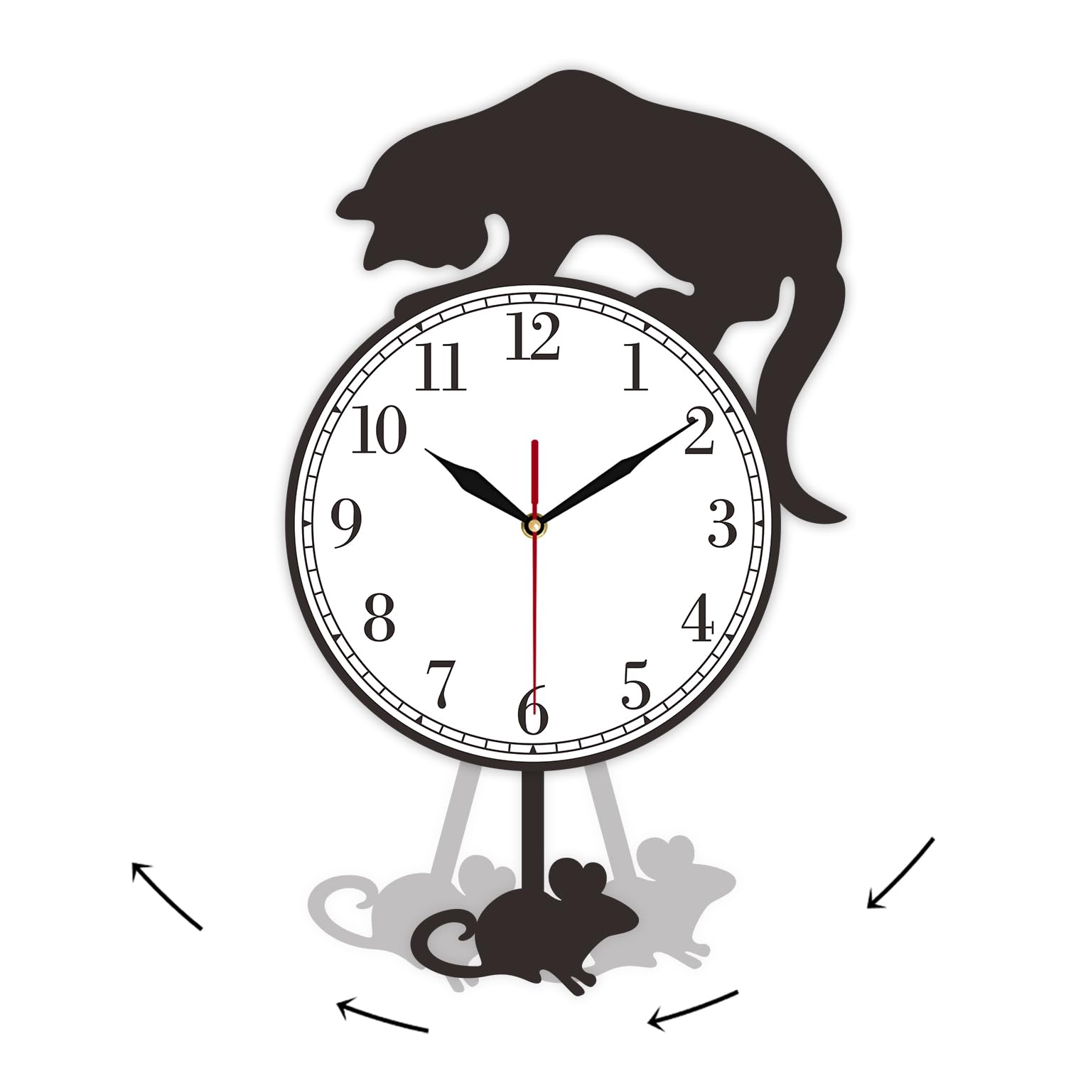 Amazon.com: Timethink Cat and Mouse Wall Clock with Pendulum, Silent ...
