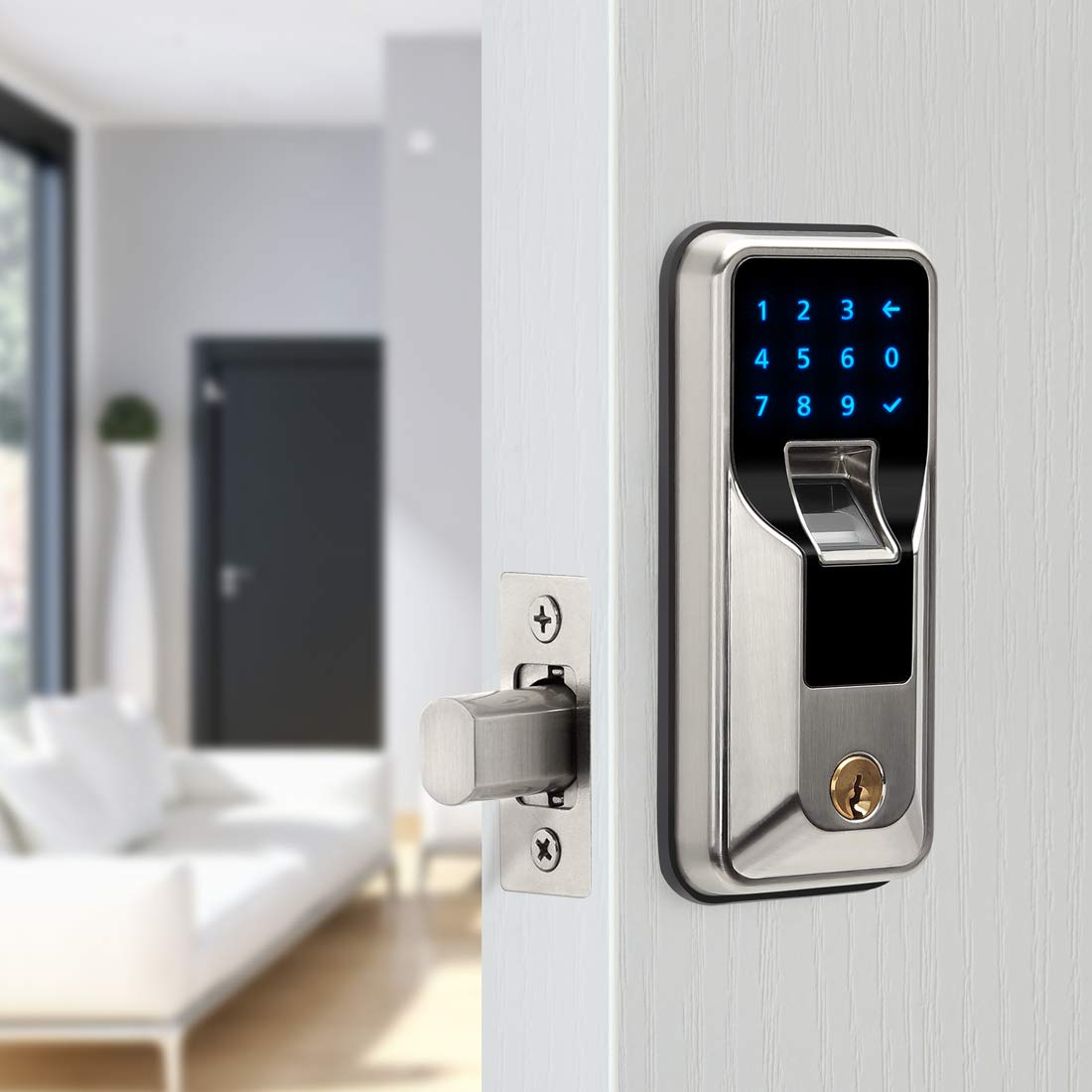 iMagic Electronic Fingerprint Deadbolt, Keypad Entry Door Lock, LED ...