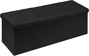 Bonlife 110cm Extra Large Ottoman Storage Box with Lid,Black Folding ...