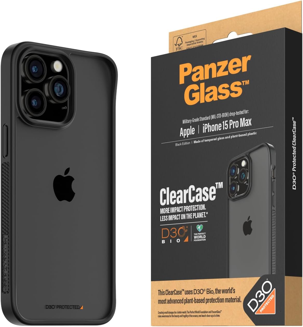 PanzerGlass™ ClearCase con D3O® Bio per Apple iPhone 15 Pro Max ...