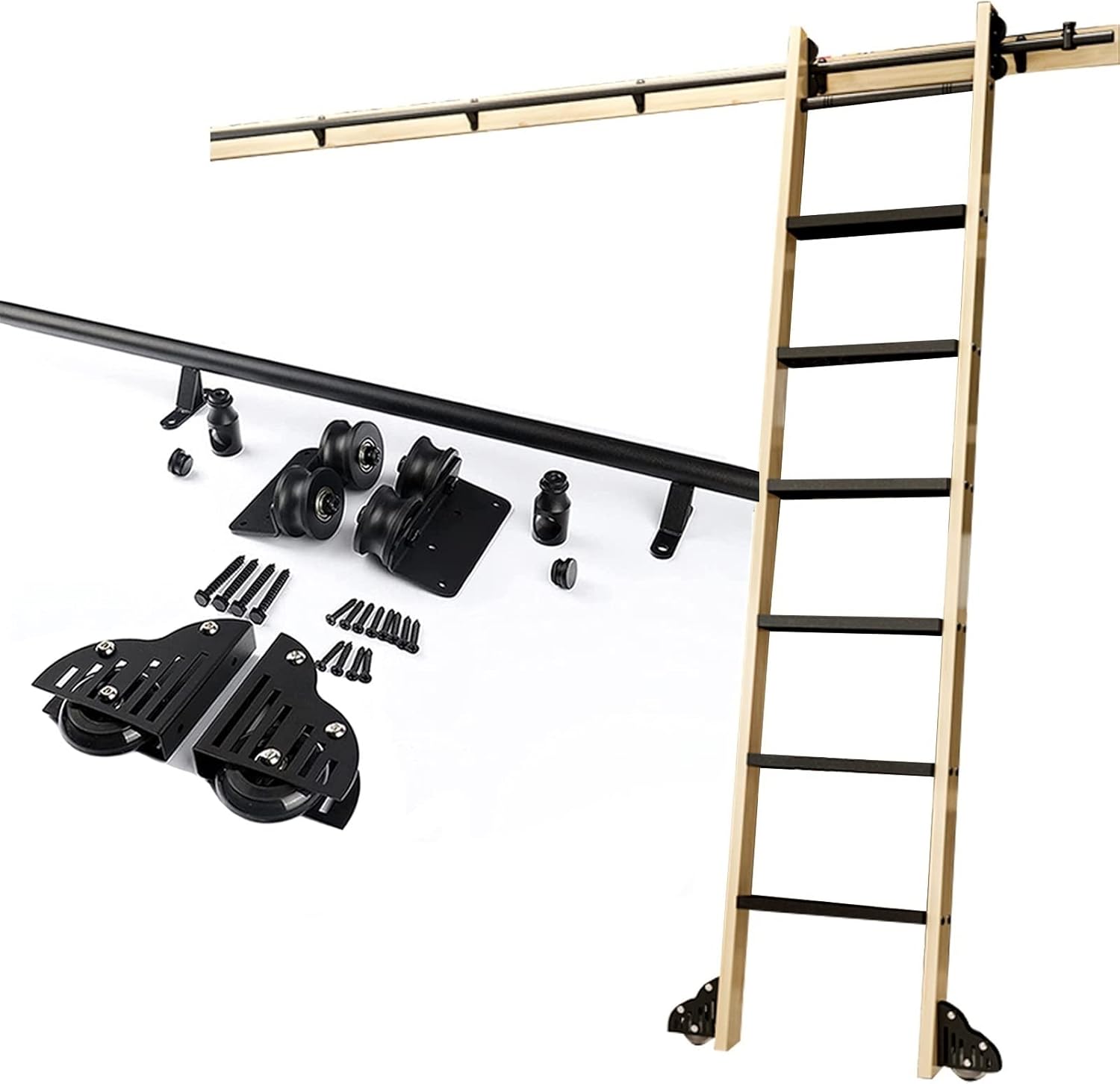 Amazon.com: YUSAJJ Sliding Library Ladder Hardware Kit Sliding Library ...