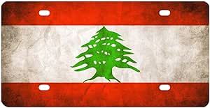 Amazon.com: Lebanon Flag License Plate Frame Nostalgia Stainless Steel ...