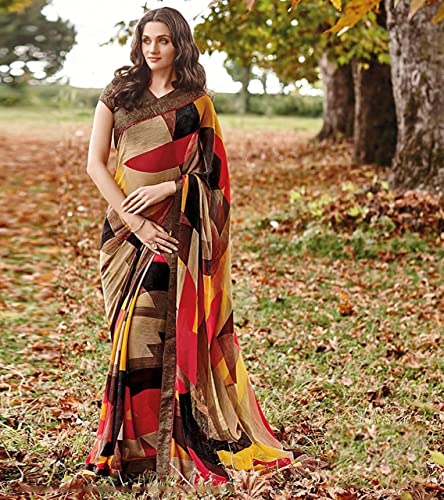 Buy GoSriKi Women's Woven Pure Georgette Saree (Sobika-Multi-GO ...