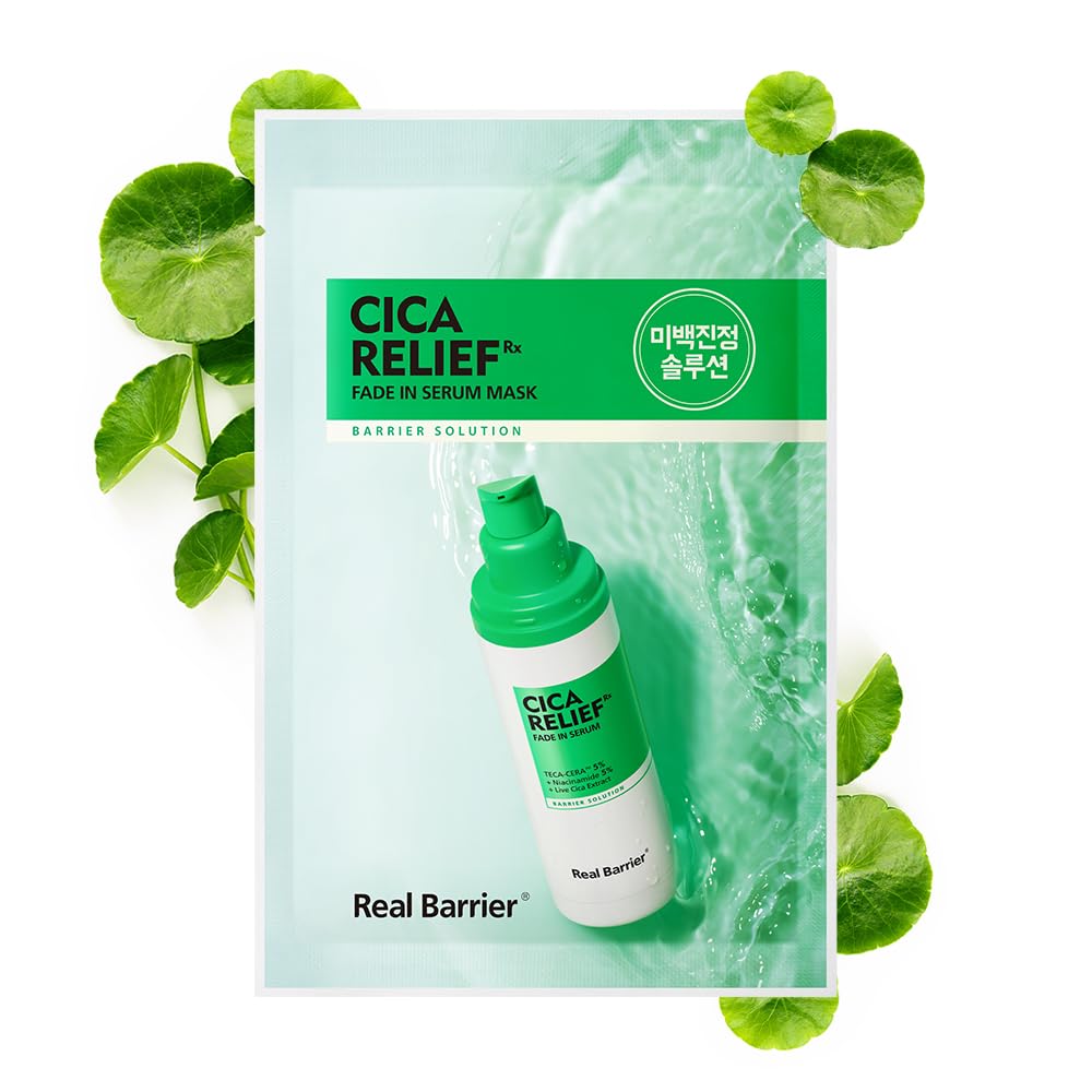 Amazon.com : Real Barrier Cica Relief Rx Fade In Serum Mask 25ml 0.84 fl. Oz. x10ea, Soothing ...