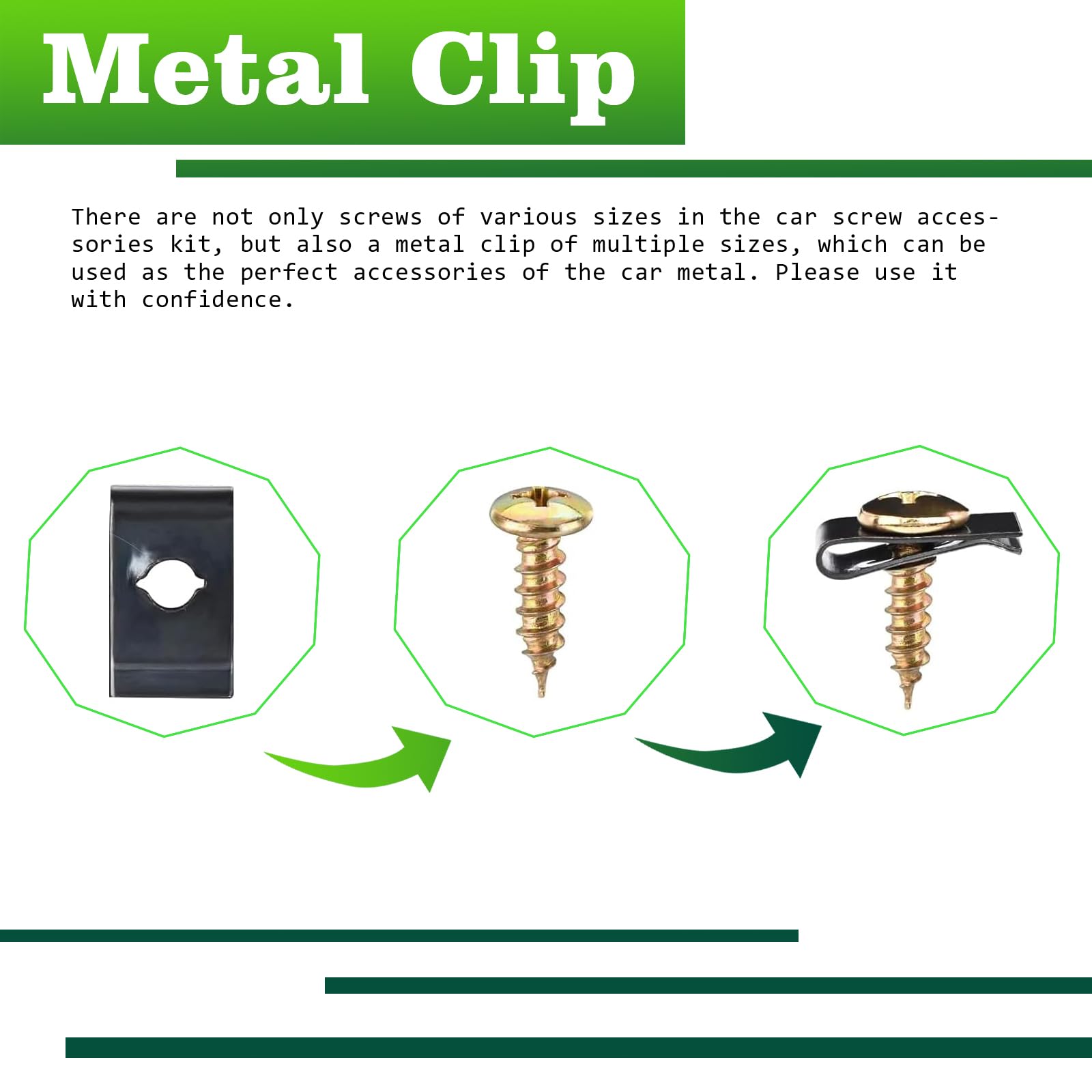 Snapklik.com : Fasebeek Pack Of 170 Metal U Clips Kit, Car Replacement ...