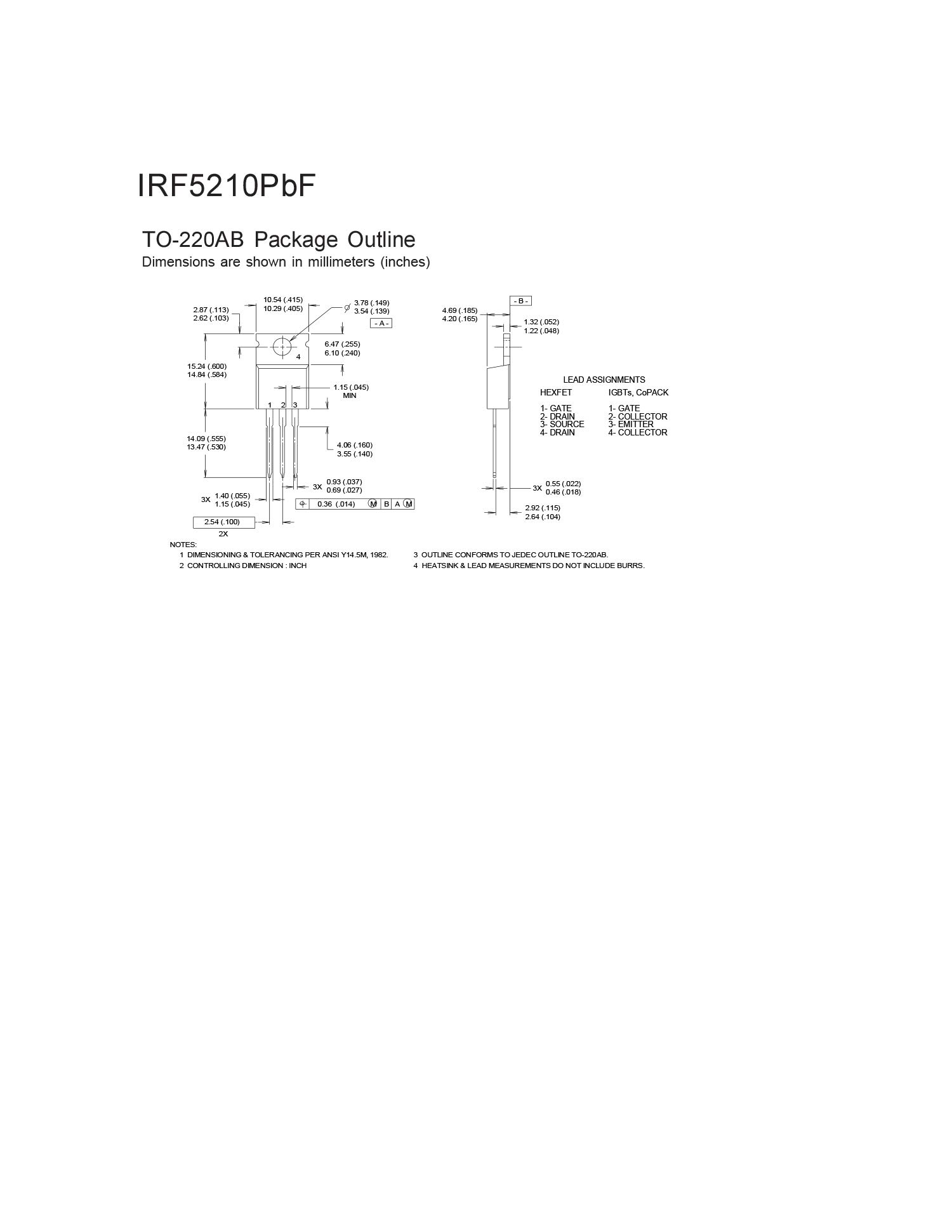 Snapklik.com : Chanzon IRF5210 TO-220AB PMOS MOS P-Channel Power MOSFET ...