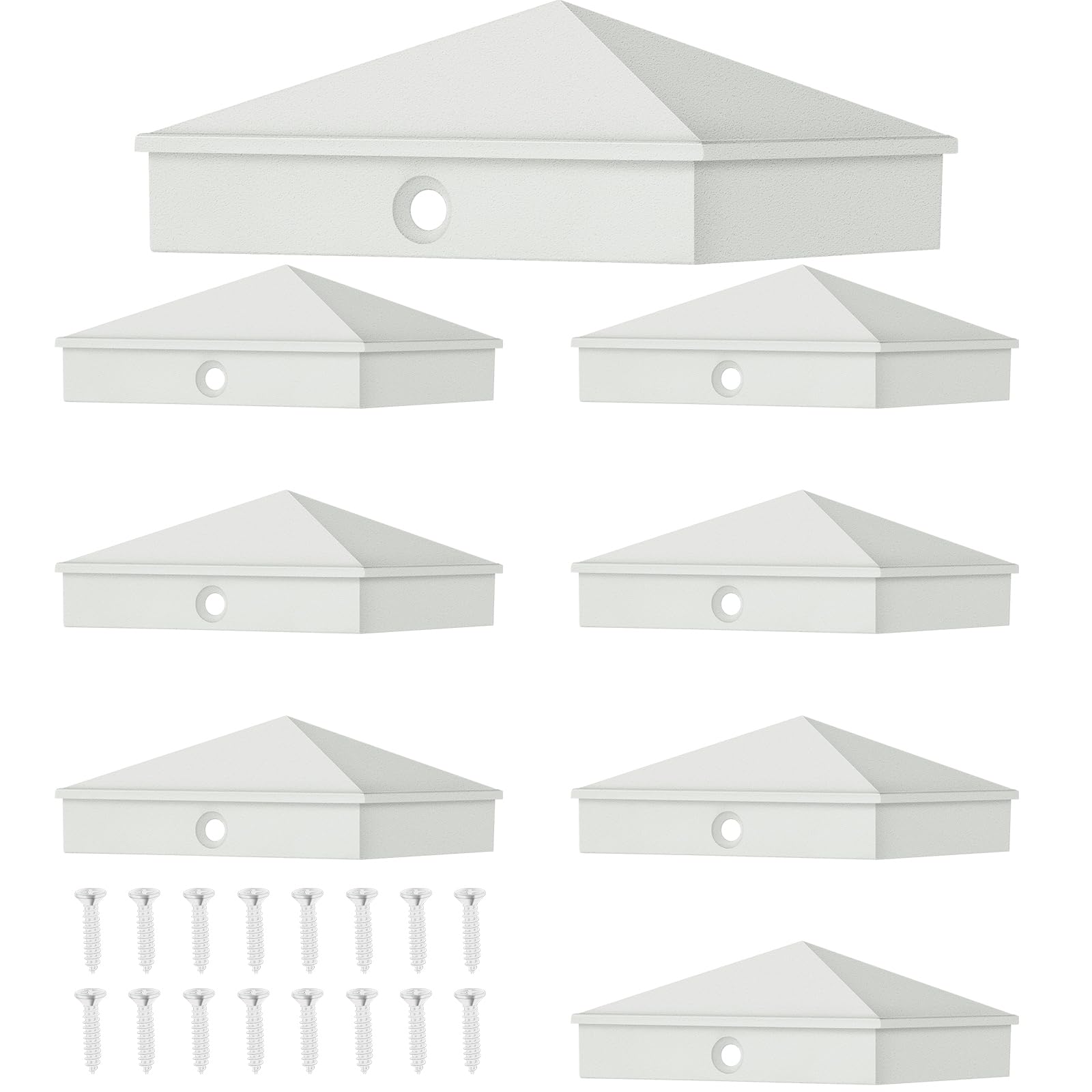 8 Packs 4 x 4 White Post Caps Aluminum Pyramid Fence Deck Post Caps ...