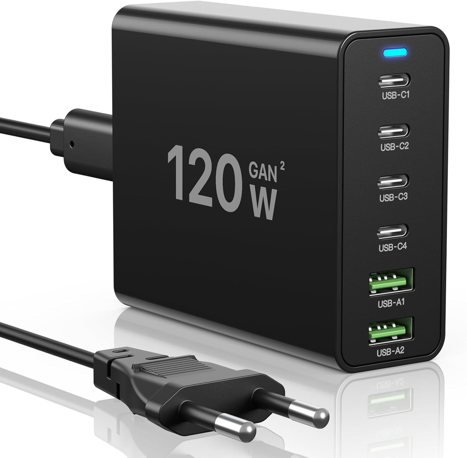 USB C Ladegerät 120W GaN，Mehrfach USB Ladegerät【4USB-C + 2USB-A】 PD Ladegerät, 6-Port ...