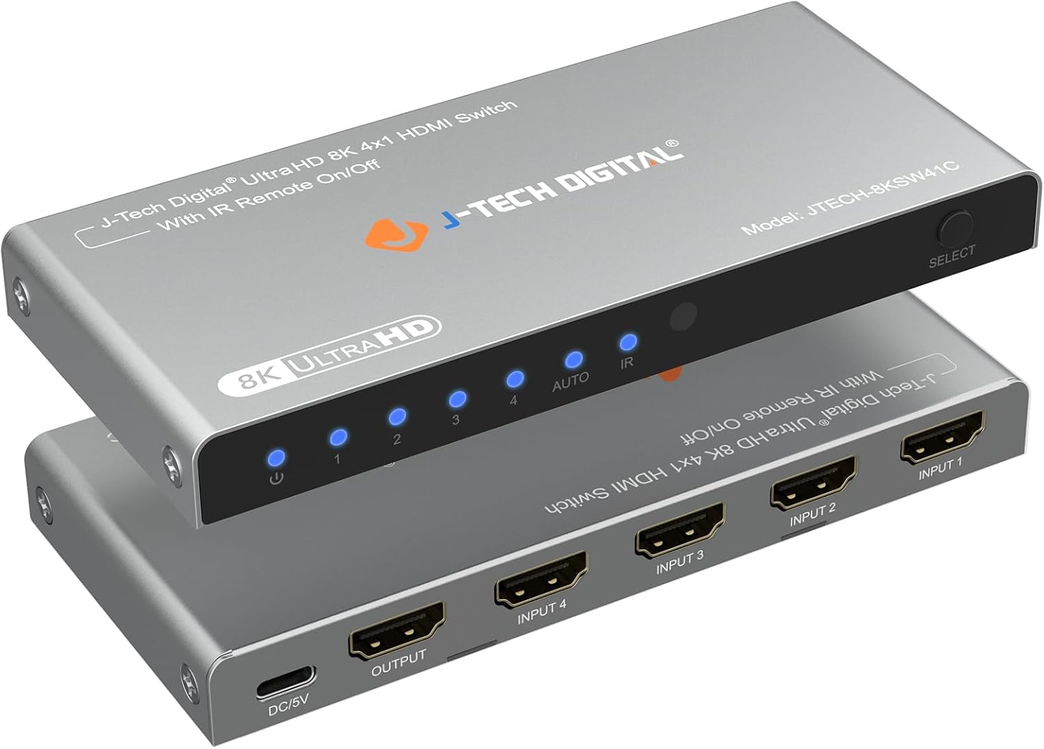 Amazon.com: J-Tech Digital HDMI Switch 4K 120hz, 2.1 Switch 4 in 1 Out ...
