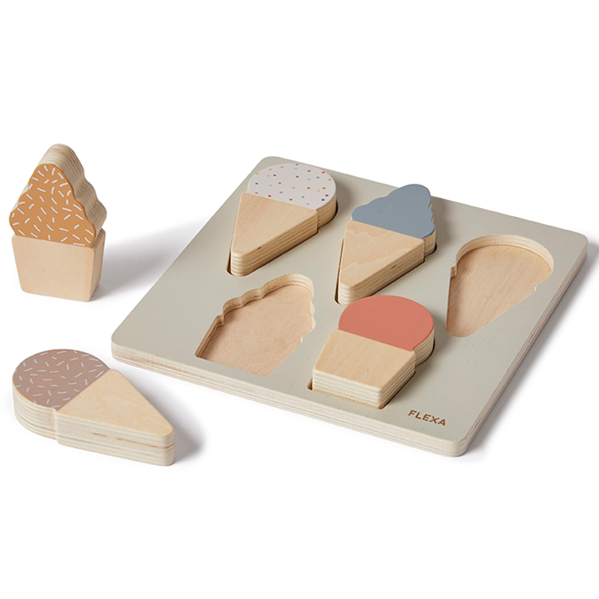 FLEXA Ice Cream Puzzle for Toddlers 5-Piece Wooden Puzzle, FSC ...