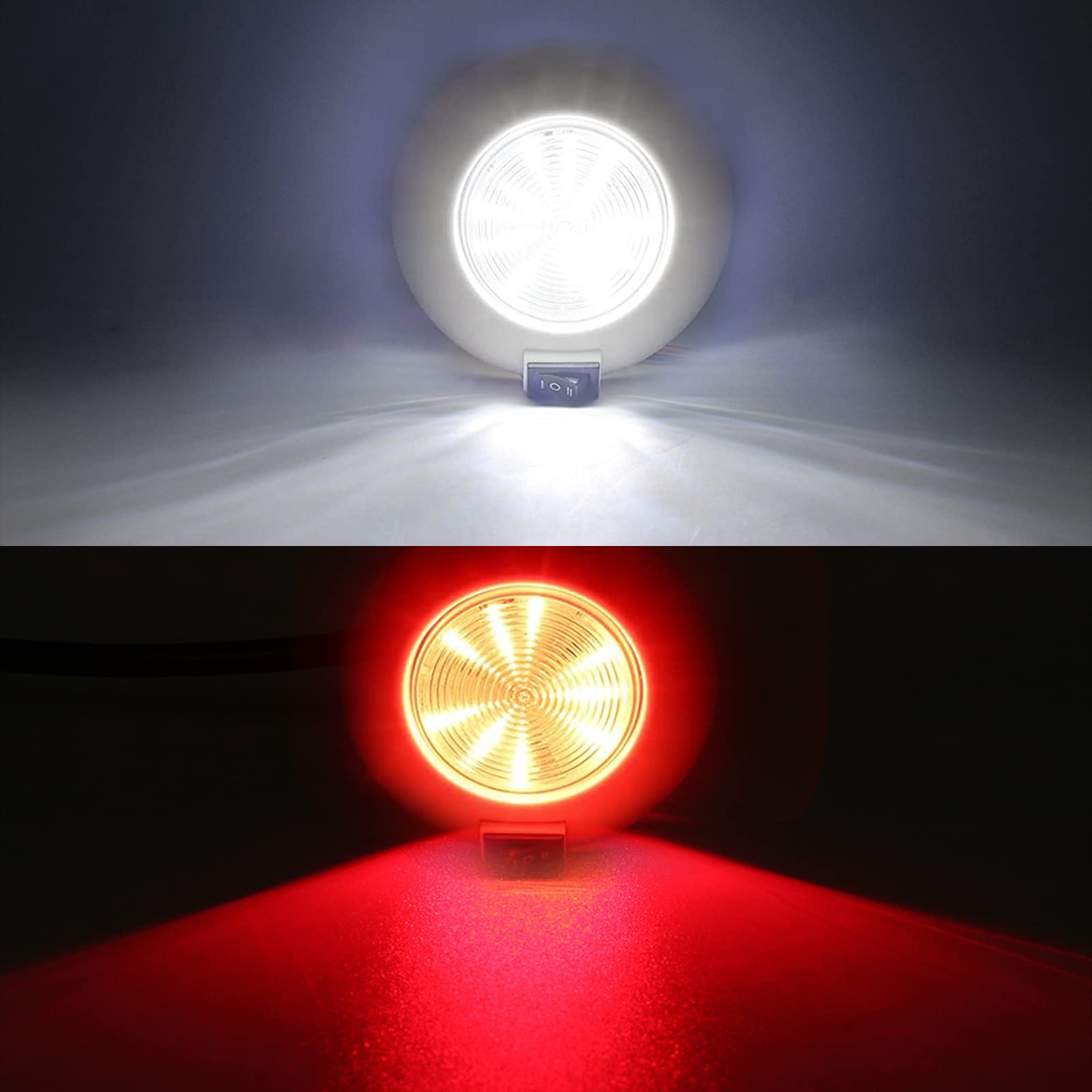 Snapklik.com : 4 Inch Round White+Red LED Utility Dome Interior Light ...