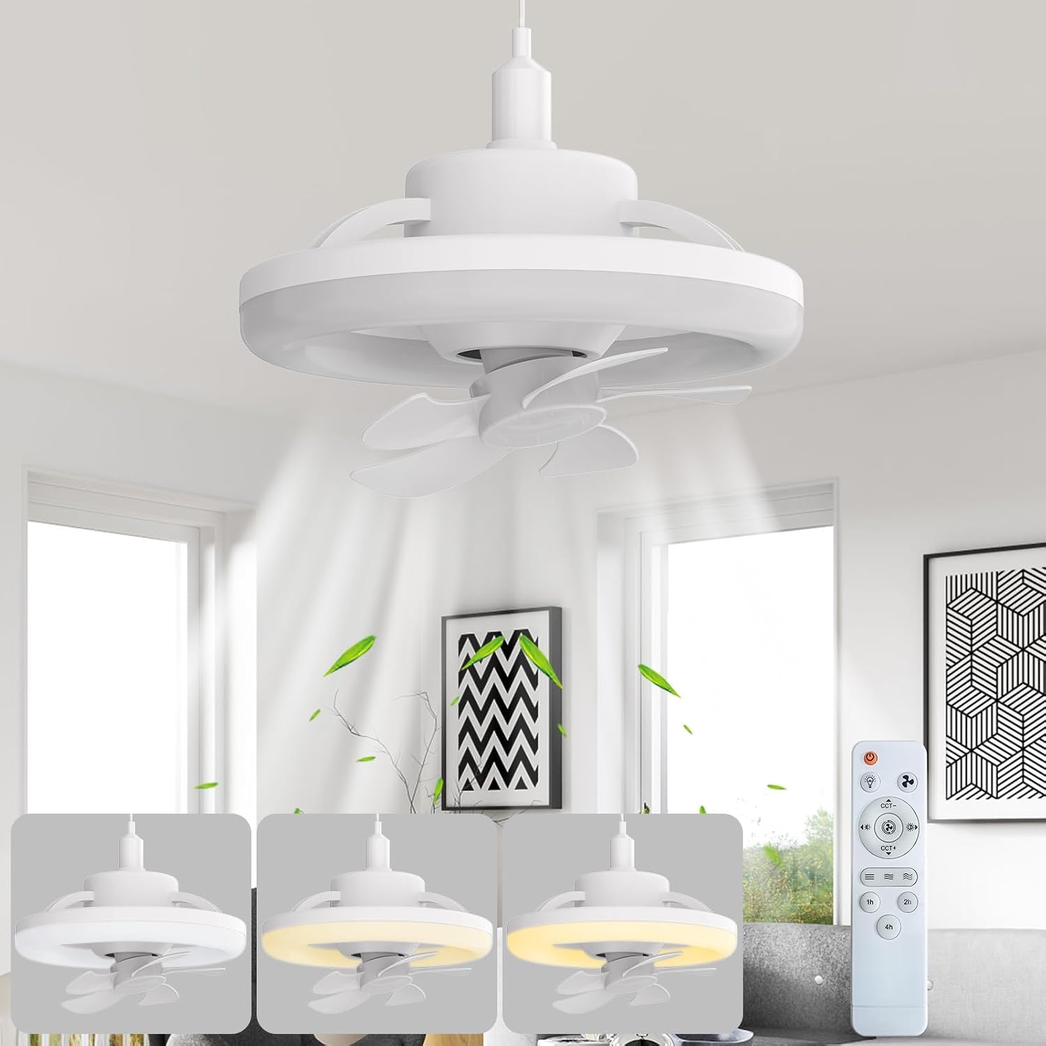 JOISTOON Socket Ceiling Fan with Light and Remote, 360 Degree Upgraded ...