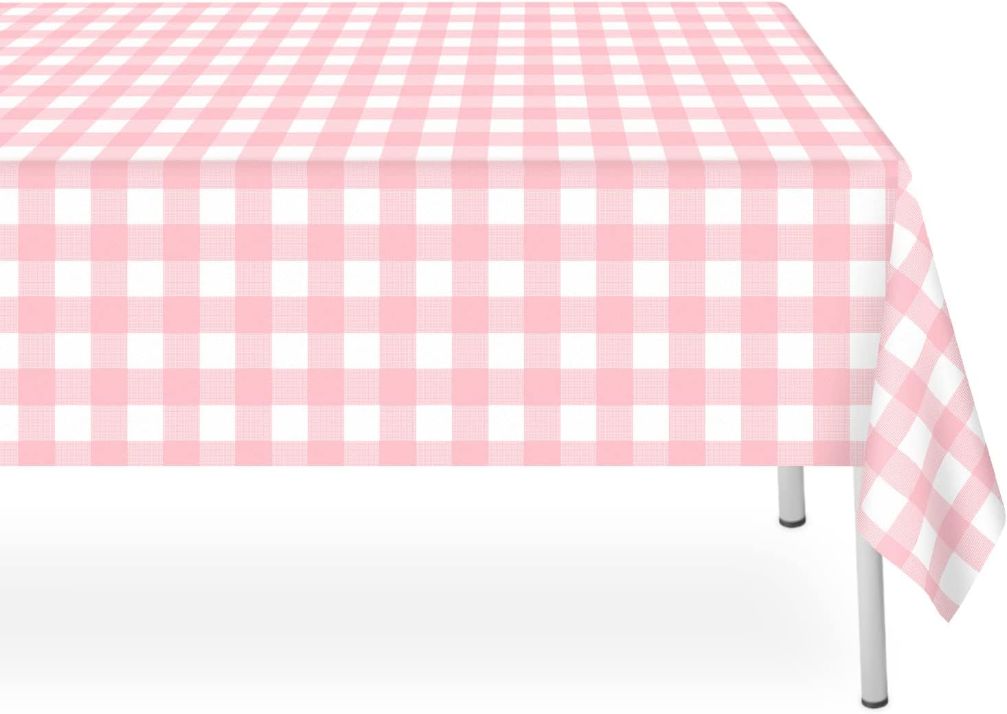 Amazon.com: LIKAJON 3 Pack Pink and White Checkered Tablecloth, Pink ...