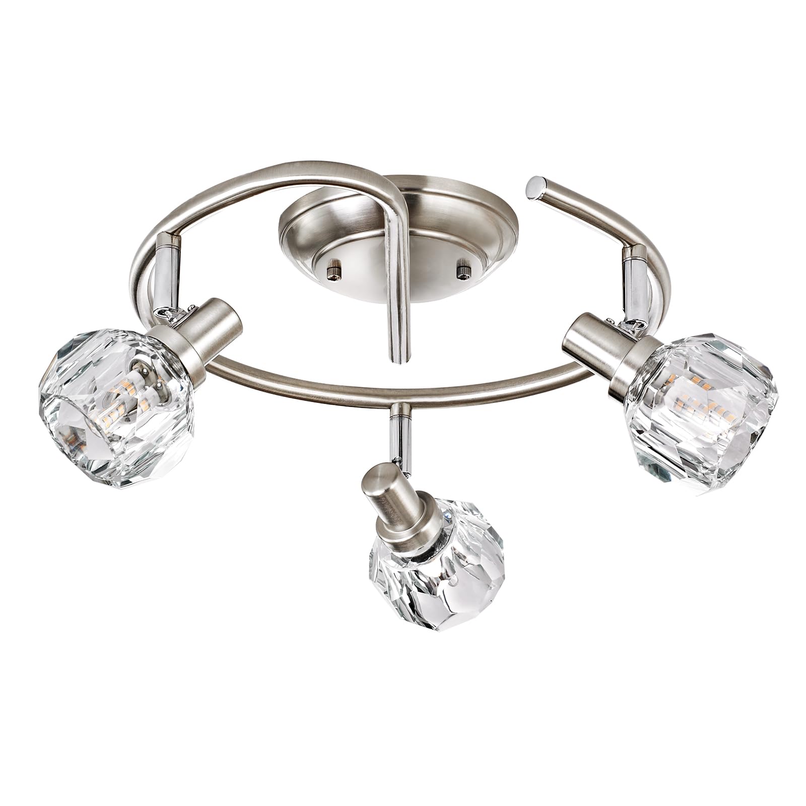 Nickel Track Light Kit, Crystal Light Head, 3 Ways Ceiling Spot Light ...