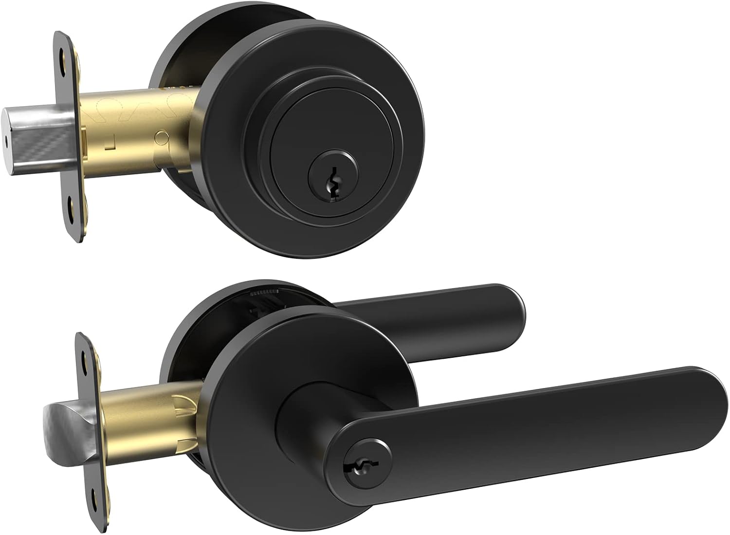 BAOLONG Entry Door Knob and Single Cylinder Deadbolt Lock Comboset ...