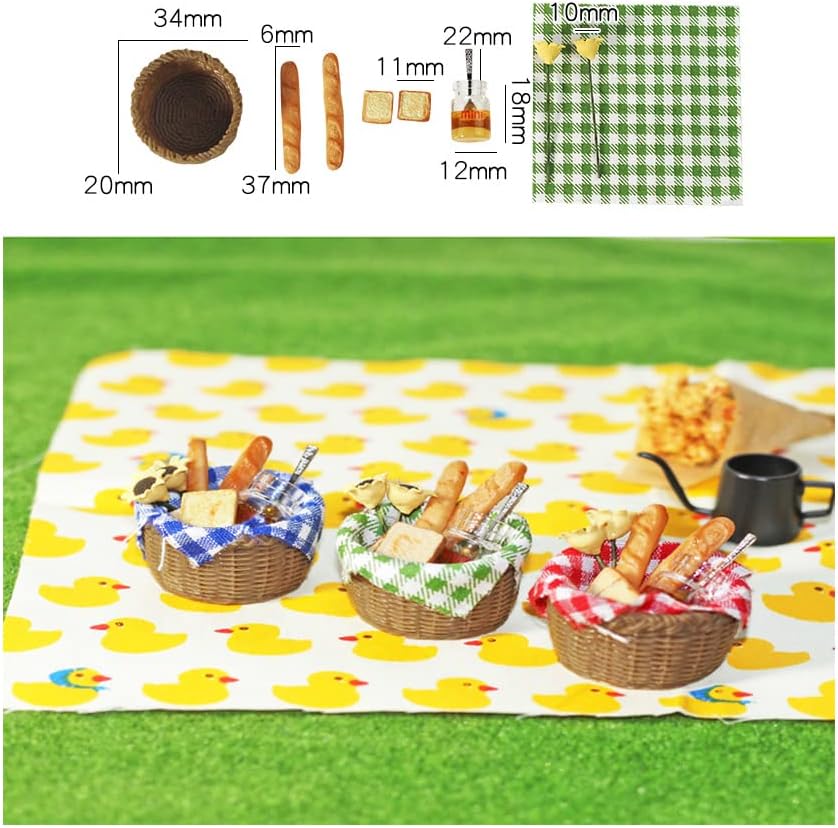 3 Pcs Miniature Bread Basket Set Mini Picnic Basket with Bread Toast ...