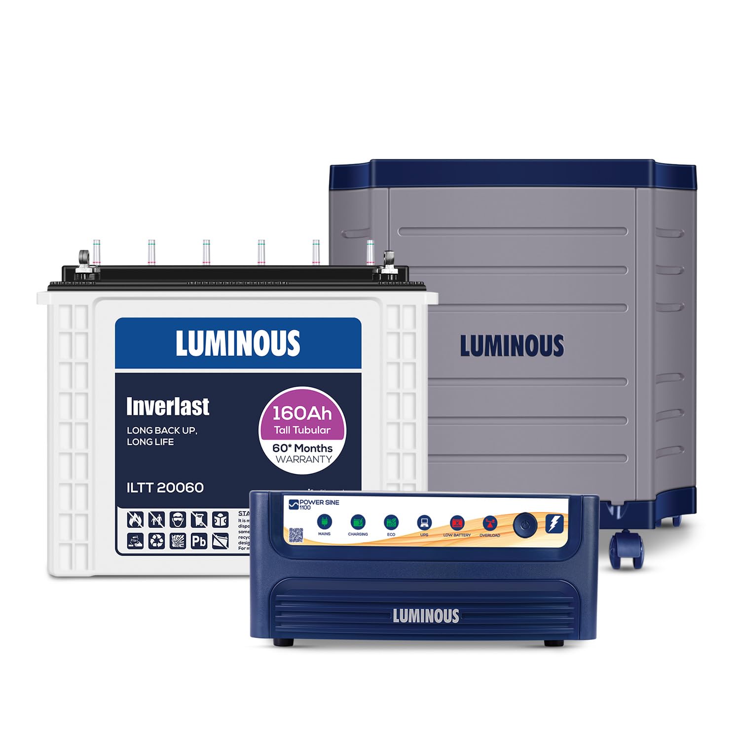 Luminous Inverter & Battery Combo (Power sine 1100 Pure Sine Wave 900VA ...