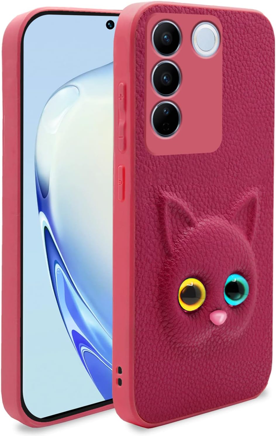 Pikkme Vivo V27 / V27 Pro 5G Back Cover for Girls | Cute Cat Leather ...