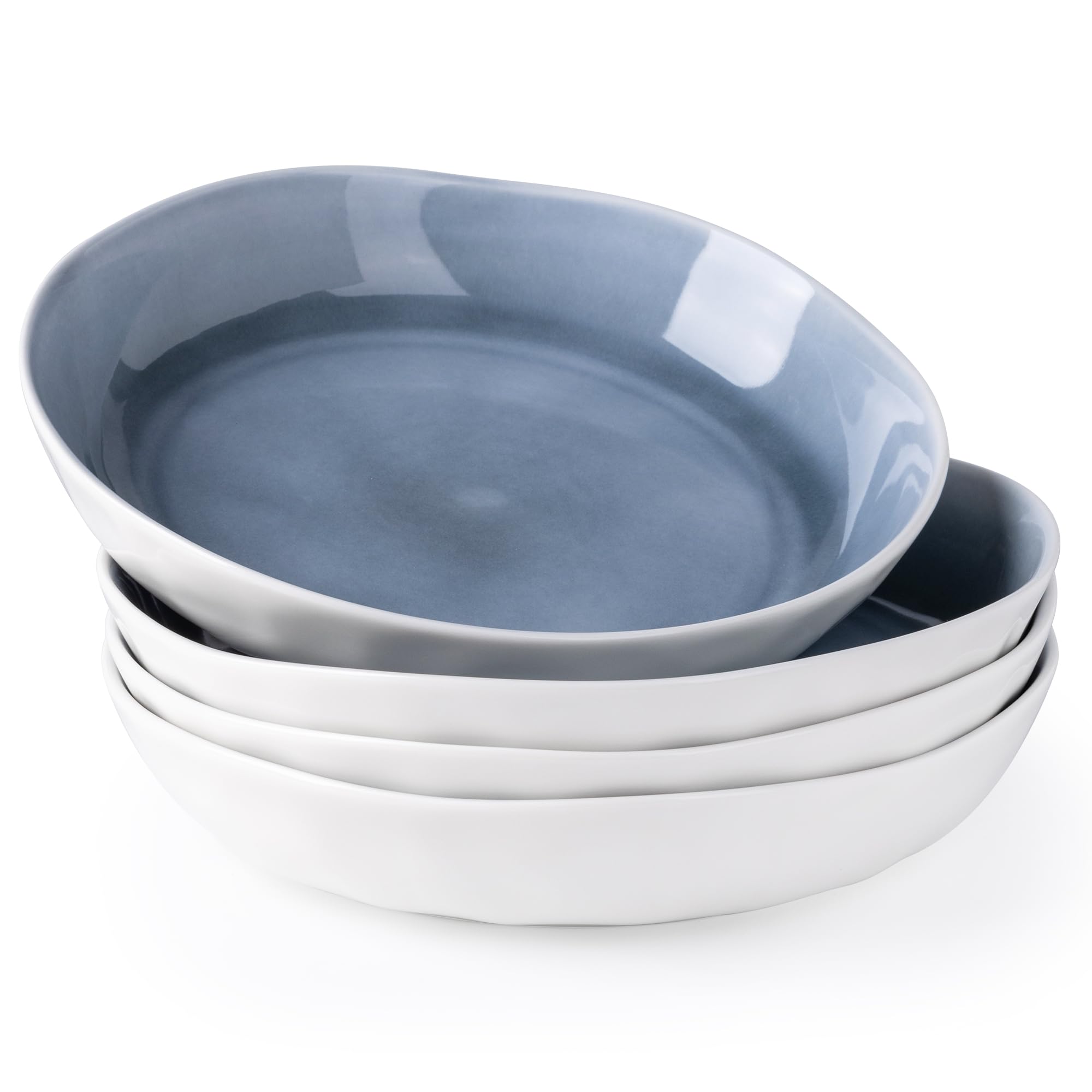 Snapklik.com : LERATIO 9.75 "Ceramic Flat Pasta Bowls, Wavy Rim 38oz ...