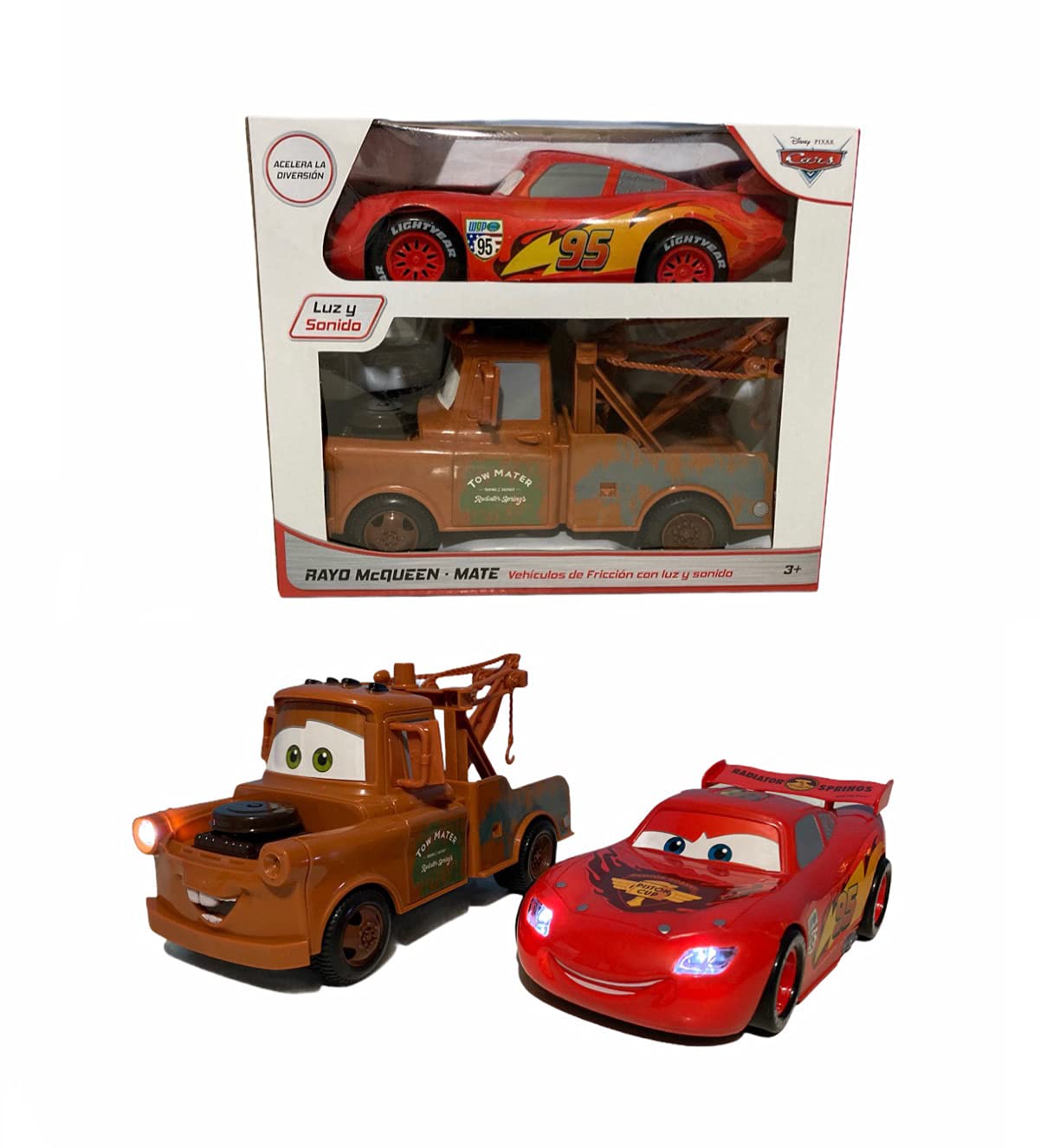 Toymark Cars Rayo Mcqueen y Mate con Luz y Sonido Vehículos de Fricción ...