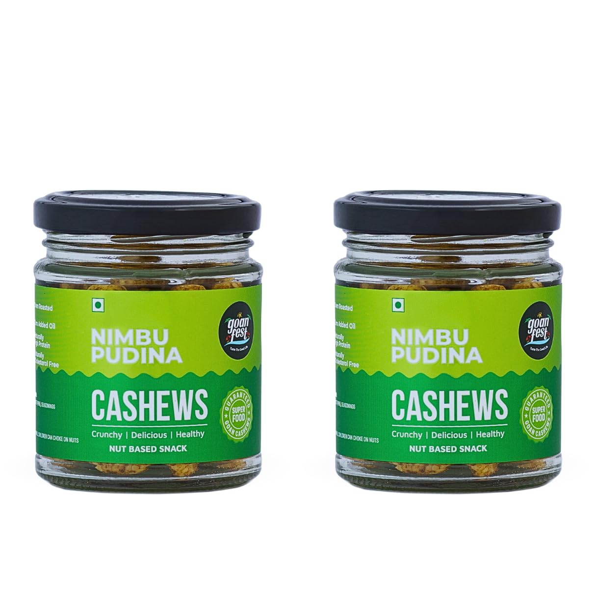 Nimbu Pudina Cashews from Goa - Goan Fest Pack of 2 Jars - 80g each ...
